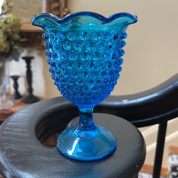 Fenton | Accents | Vintage Fenton Peacock Blue Hobnail Glass Goblet ...